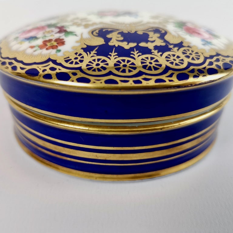 Coalport Porcelain Powder Box, Cobalt Blue and Flowers, Victorian ...