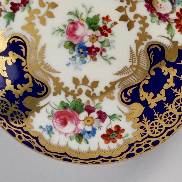 Coalport Porcelain Powder Box, Cobalt Blue and Flowers, Victorian ...