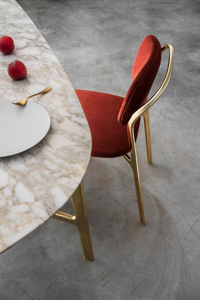 Coast Chair in Green Natural Leather with Polished Brass by Branch For ...