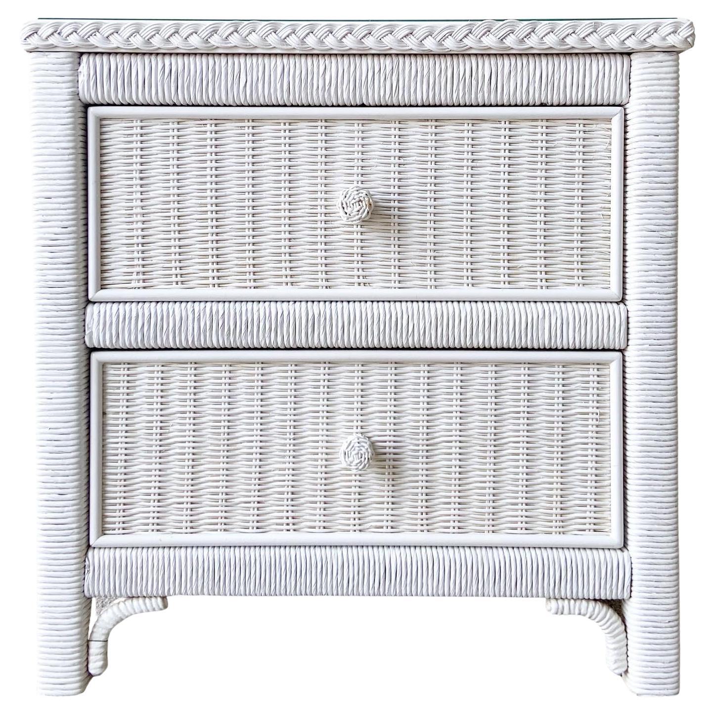 Boho Chic Lexington Wicker Rattan Glass Top Commode/Nightstand by Henry ...