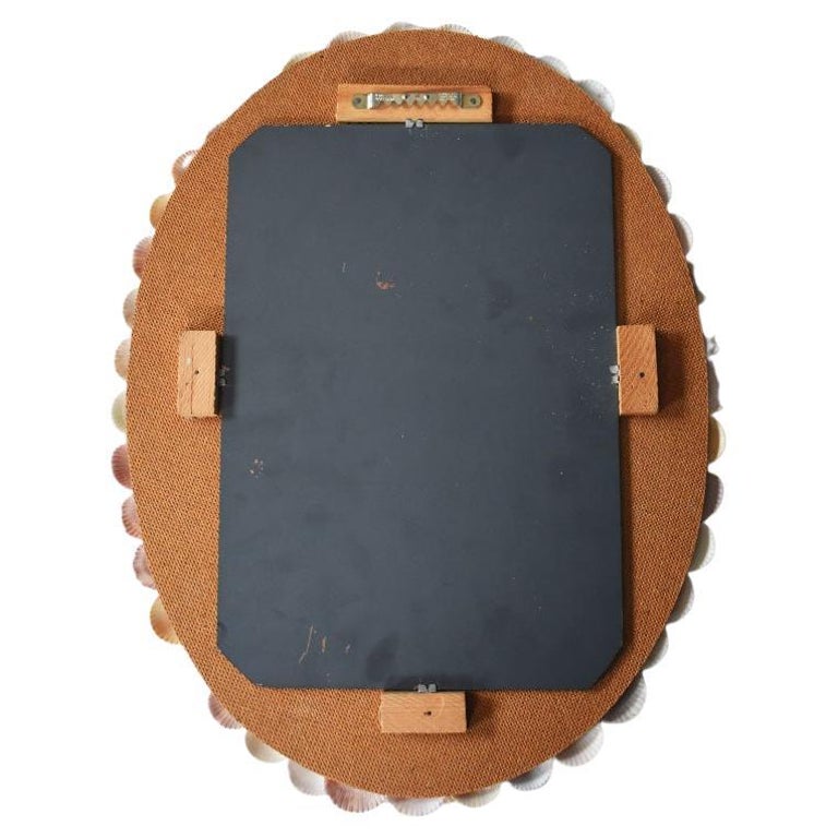Coastal Oval Sea Shell Encrusted Wall Mirror For Sale at 1stDibs