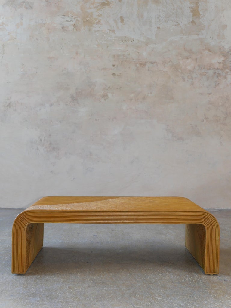 Coastal Pencil Reed Rattan Waterfall Coffee Table at 1stDibs