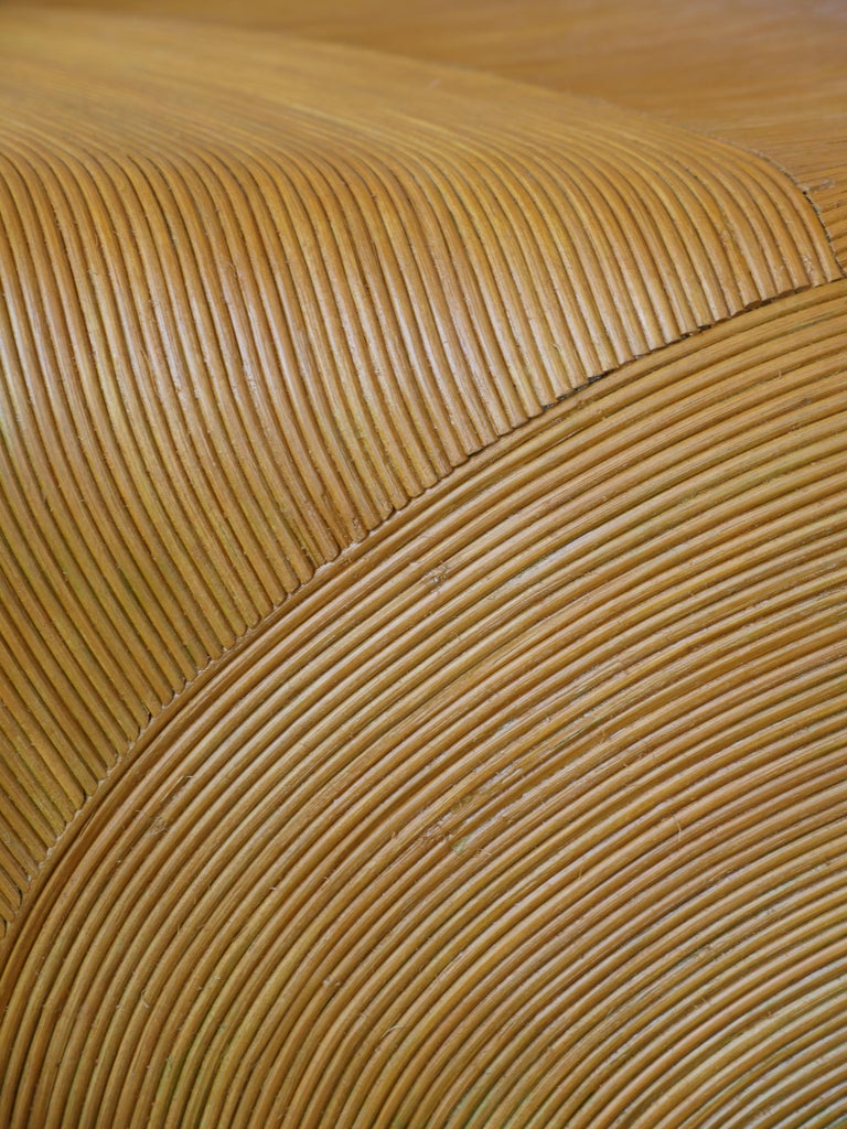 Coastal Pencil Reed Rattan Waterfall Coffee Table at 1stDibs