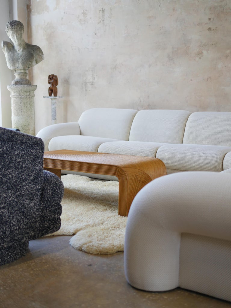 Coastal Pencil Reed Rattan Waterfall Coffee Table at 1stDibs