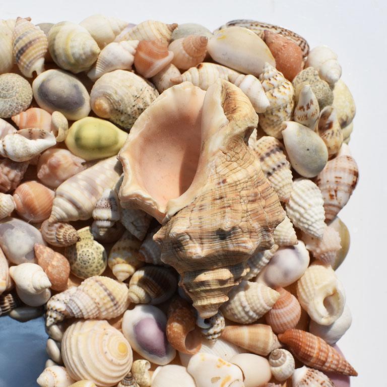 Coastal Rectangular Sea Shell Encrusted Wall Mirror For Sale at 1stDibs