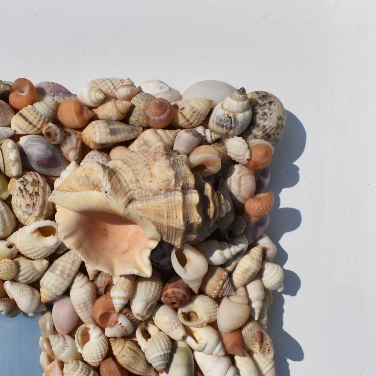 Coastal Rectangular Sea Shell Encrusted Wall Mirror For Sale at 1stDibs