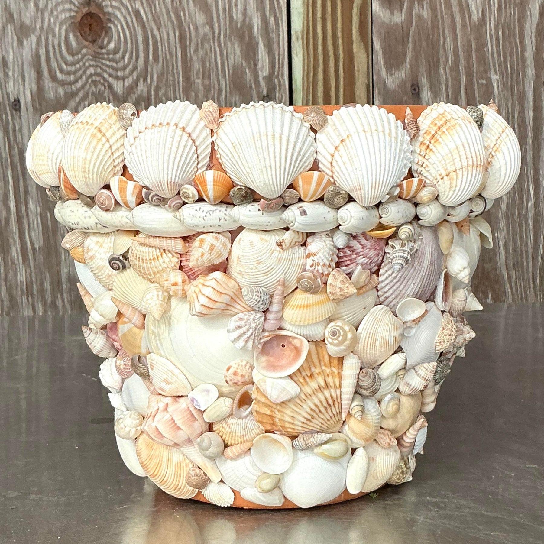 Coastal Shell Encrusted Planter For Sale at 1stDibs