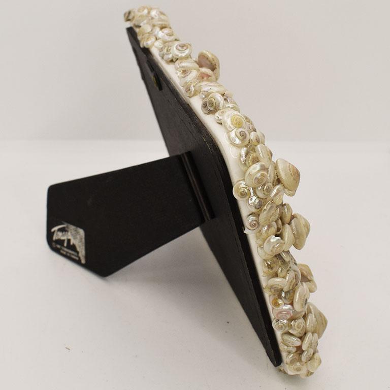 Coastal Shiny Shell Folk Art Photo Frame For Sale at 1stDibs