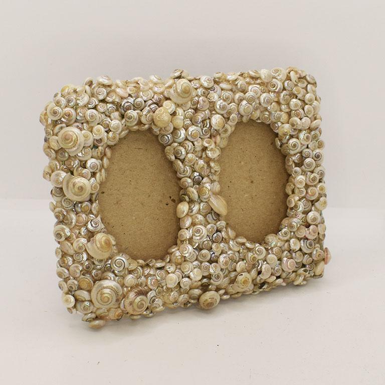 Coastal Shiny Shell Folk Art Photo Frame at 1stDibs | coastal photo frames