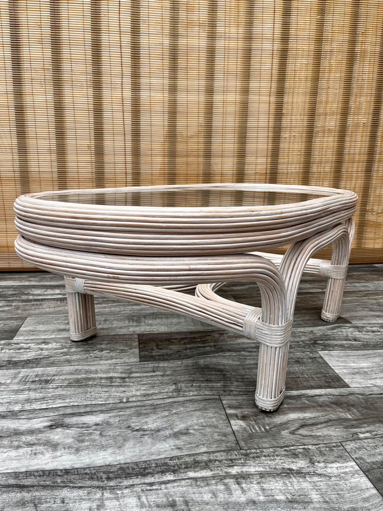 Coastal Style Pencil Reed Coffee Table in the Gabriella Crespi Style ...