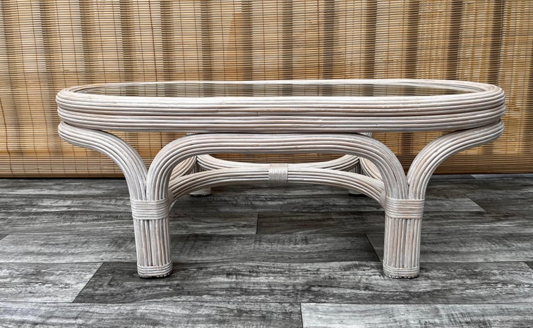 Coastal Style Pencil Reed Coffee Table in the Gabriella Crespi Style ...