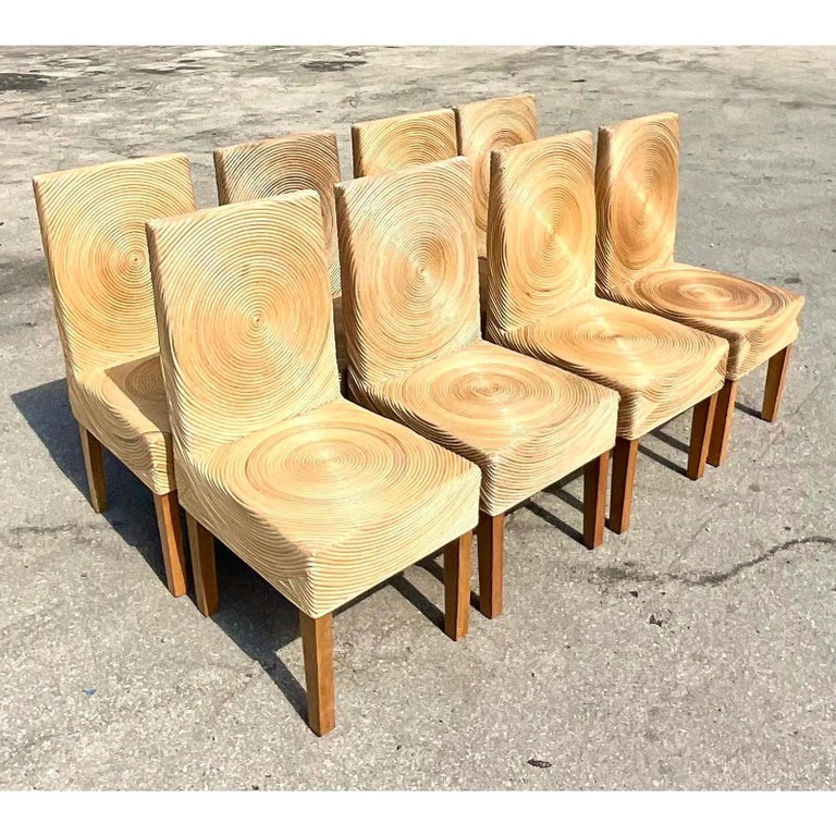 Coastal Vintage Pencil Reed Circle Dining Chairs, Set of 8 For Sale at ...