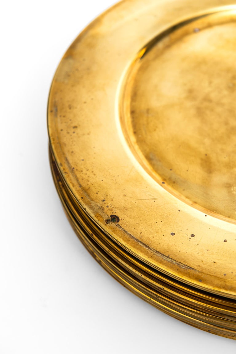 Coaster Dining Plates in Brass Produced by Stelton in Denmark For Sale ...