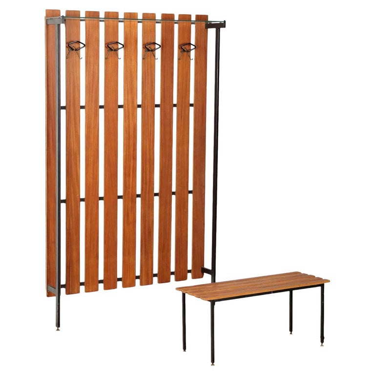 Coat Hat and rack with bench, 1950-1960s For Sale at 1stDibs