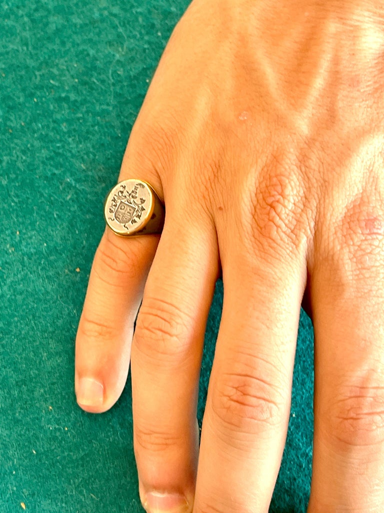 Coat of Arms Steel Gold Portuguese Nobility Mens Signet Ring For Sale ...