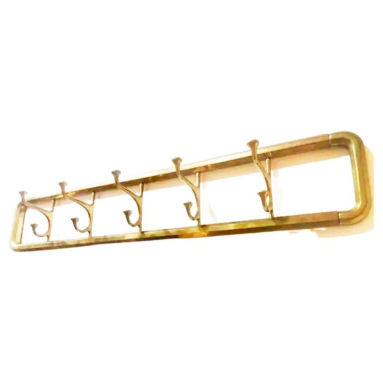 Coat Rack Art Deco Brass or Bronze with Five Folding Hooks, Austria ...
