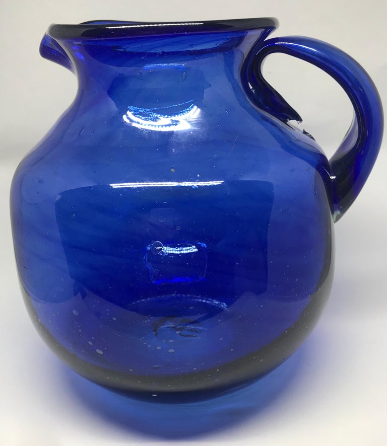 Cobalt Blue Glass Pitcher For Sale at 1stDibs