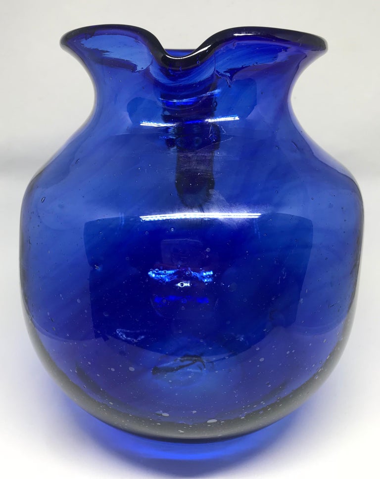 Cobalt Blue Glass Pitcher For Sale at 1stDibs
