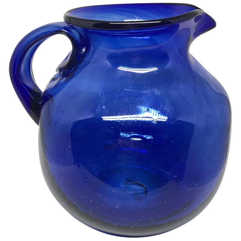 Cobalt Blue Glass Pitcher For Sale at 1stDibs