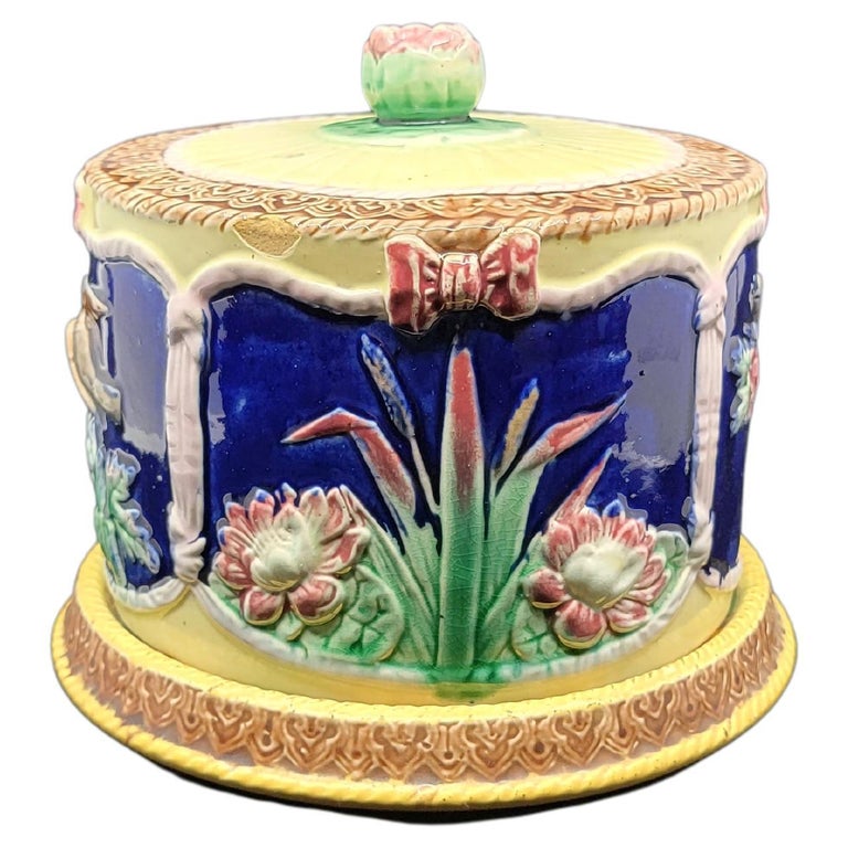 Cobalt Blue Majolica Cheese Server For Sale at 1stDibs | minton jones