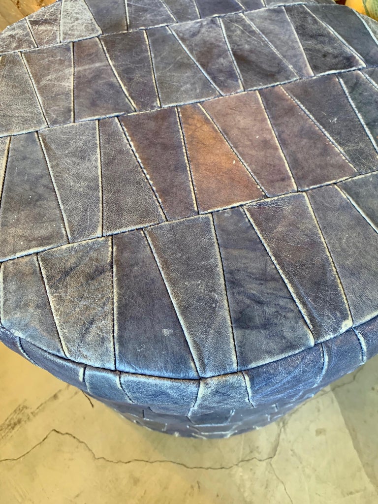 Cobalt Blue Patchwork Leather Storage Ottoman by De Sede at 1stDibs