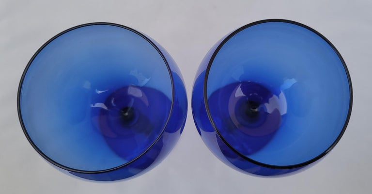 Cobalt Blue Wine Globe Goblets A Pair For Sale At 1stdibs