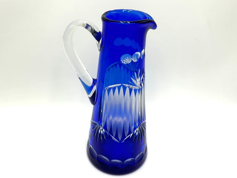 Cobalt Crystal Jug, Poland, 1960s For Sale at 1stDibs