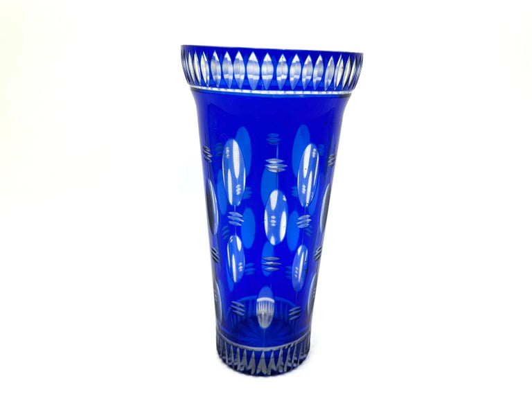 Cobalt Crystal Vase, Poland, 1960s For Sale at 1stDibs