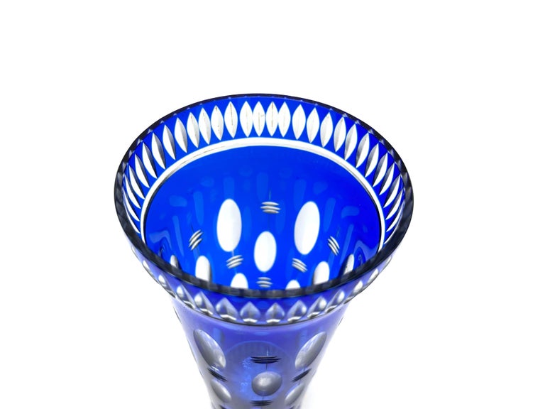 Cobalt Crystal Vase, Poland, 1960s For Sale at 1stDibs