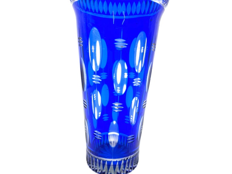 Cobalt Crystal Vase, Poland, 1960s For Sale at 1stDibs
