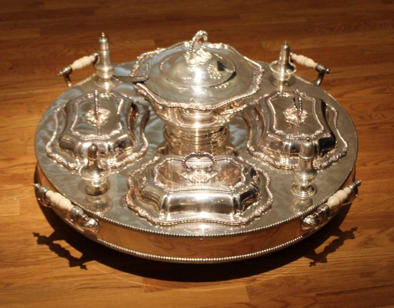 Cobb Sheffield England Silver Plated Serving Lazy Susan at 1stDibs