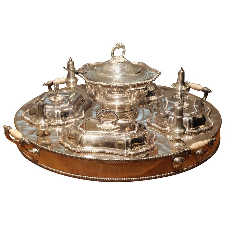 Cobb Sheffield England Silver Plated Serving Lazy Susan at 1stDibs