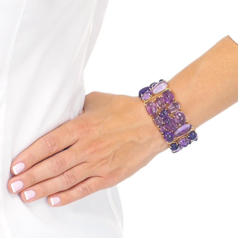 Cobblestone-Set Amethyst Gold Bracelet at 1stDibs