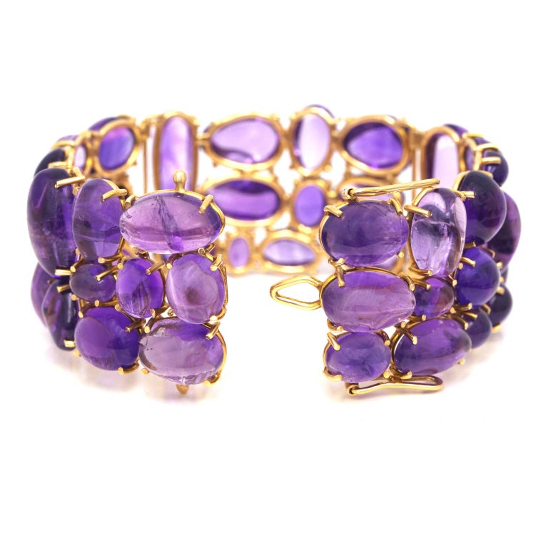 Cobblestone-Set Amethyst Gold Bracelet at 1stDibs