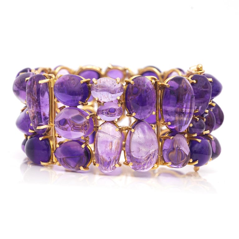 Cobblestone-Set Amethyst Gold Bracelet at 1stDibs