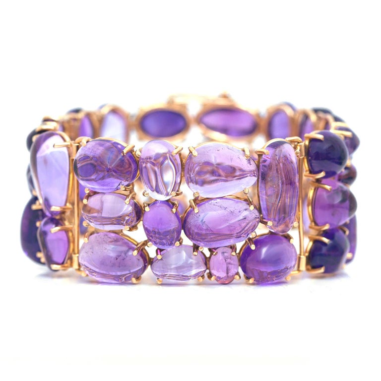 Cobblestone-Set Amethyst Gold Bracelet at 1stDibs