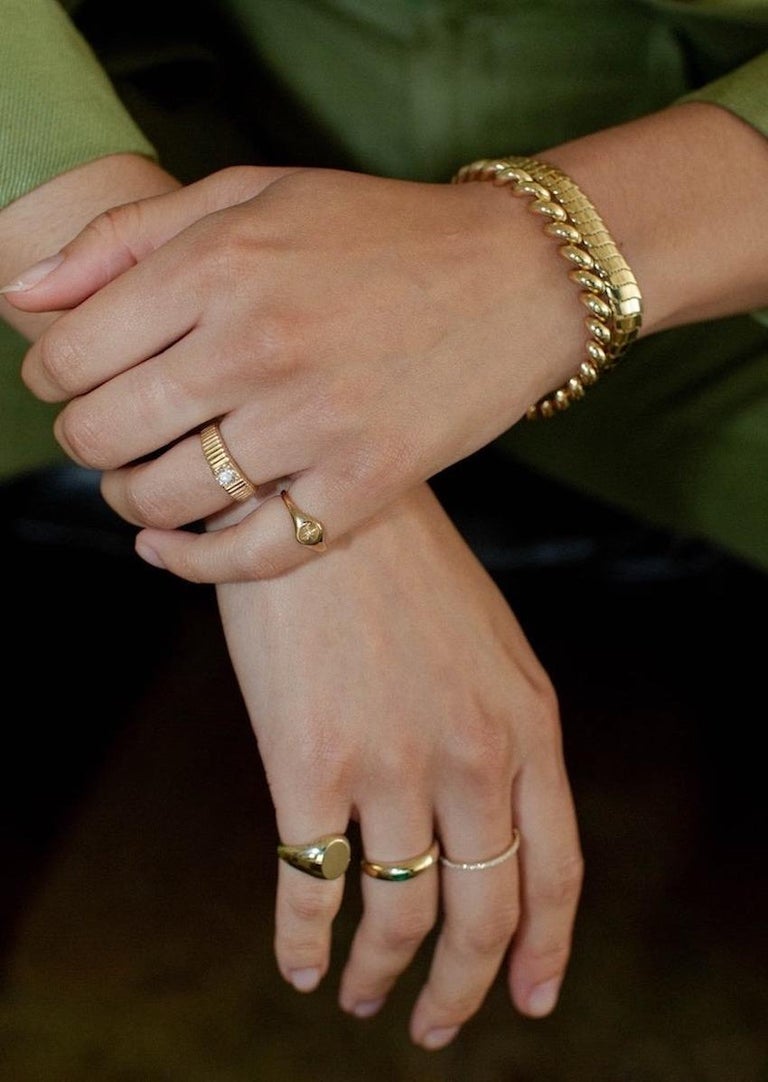 Cobra Chain Bracelet II 14k Solid Yellow Gold For Sale at 1stDibs
