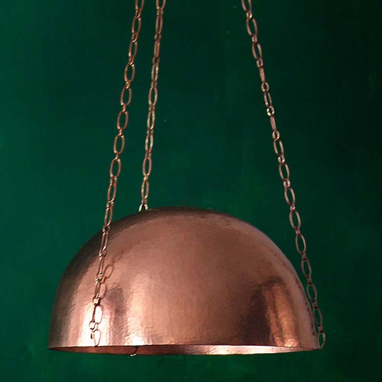 Pendant Light in Hammered Copper, Campana, Size A, Cobre Collection ...