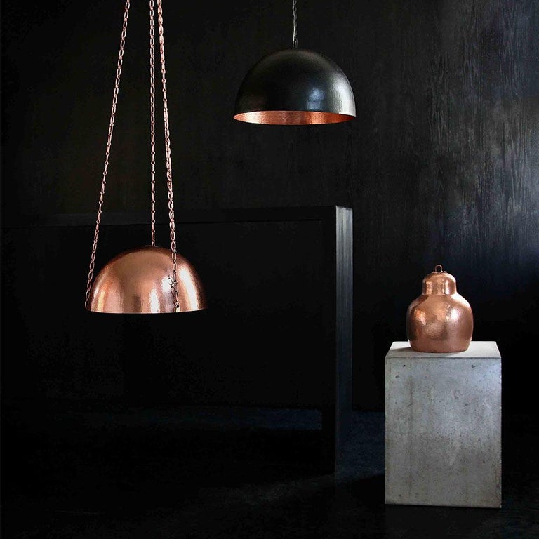 Pendant Light in Hammered Copper, Campana, Size A, Cobre Collection ...