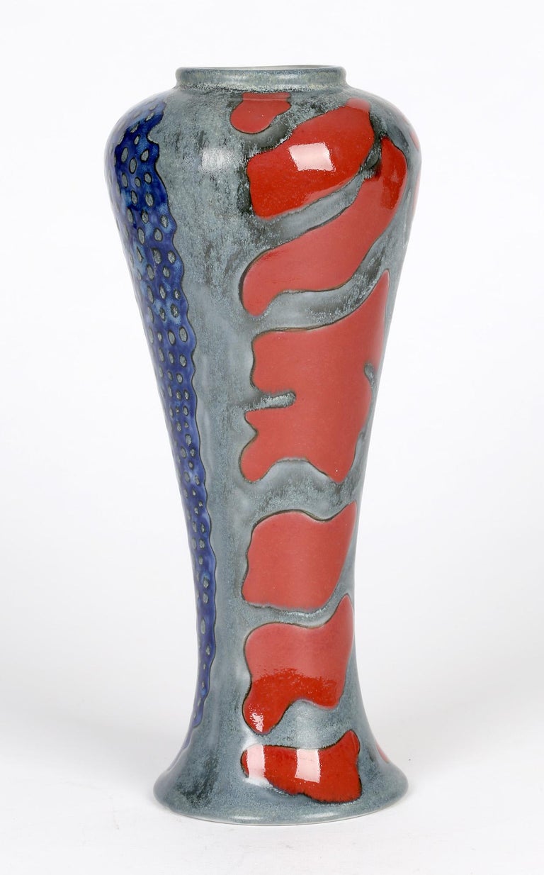 Cobridge English Stoneware Abstract Design Art Pottery Vase For Sale at ...