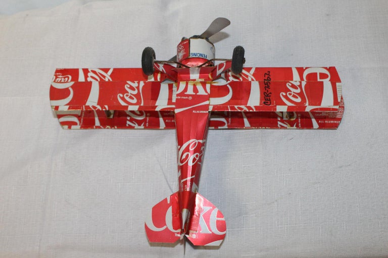 Coca-Cola Airplane Handmade Tin Biplane at 1stDibs