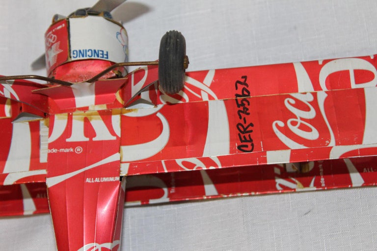 Coca-Cola Airplane Handmade Tin Biplane at 1stDibs