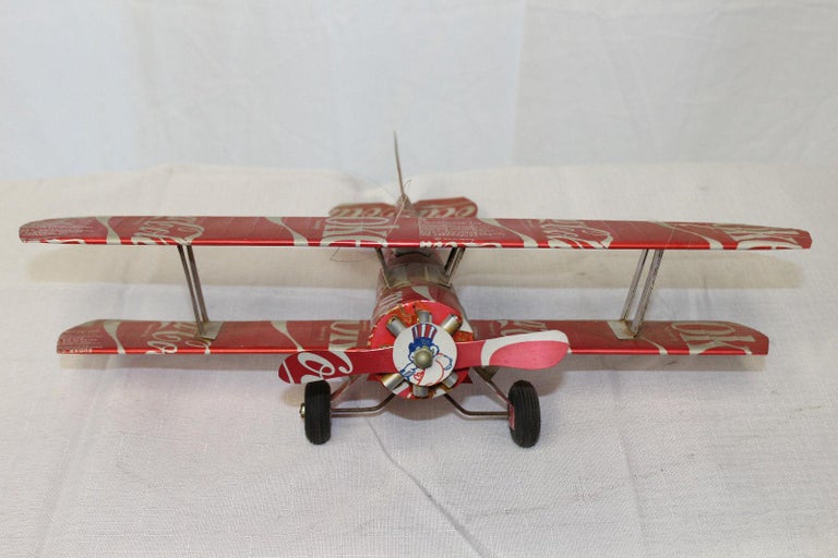 Coca-Cola Airplane Handmade Tin Biplane at 1stDibs