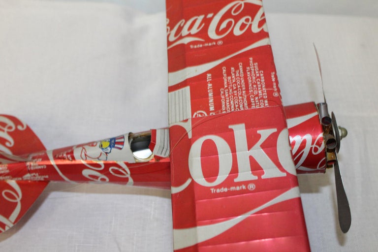 Coca-Cola Airplane Handmade Tin Biplane at 1stDibs
