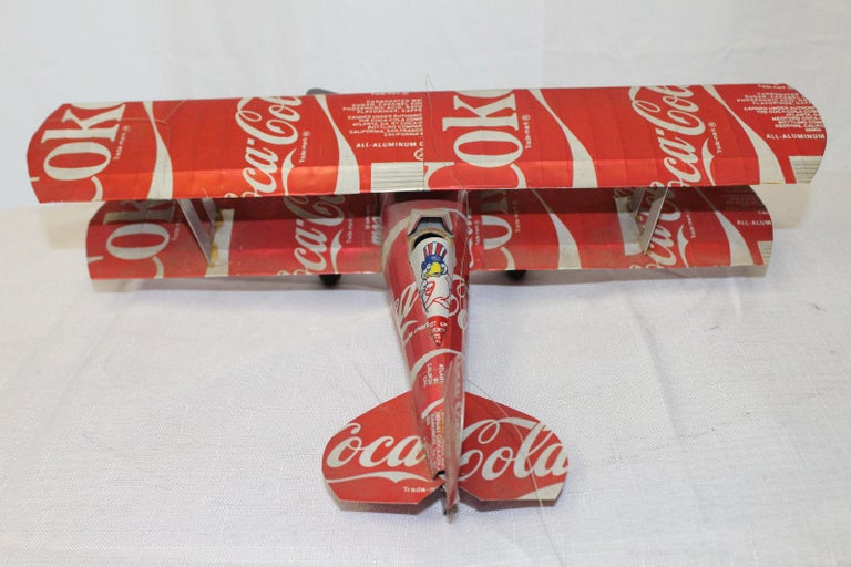 Coca-Cola Airplane Handmade Tin Biplane at 1stDibs