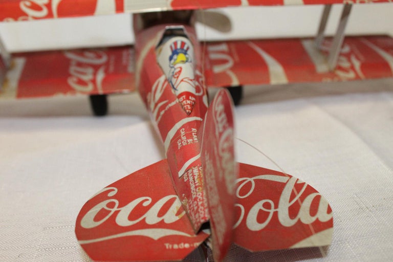 Coca-Cola Airplane Handmade Tin Biplane at 1stDibs