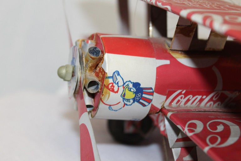 Coca-Cola Airplane Handmade Tin Biplane at 1stDibs