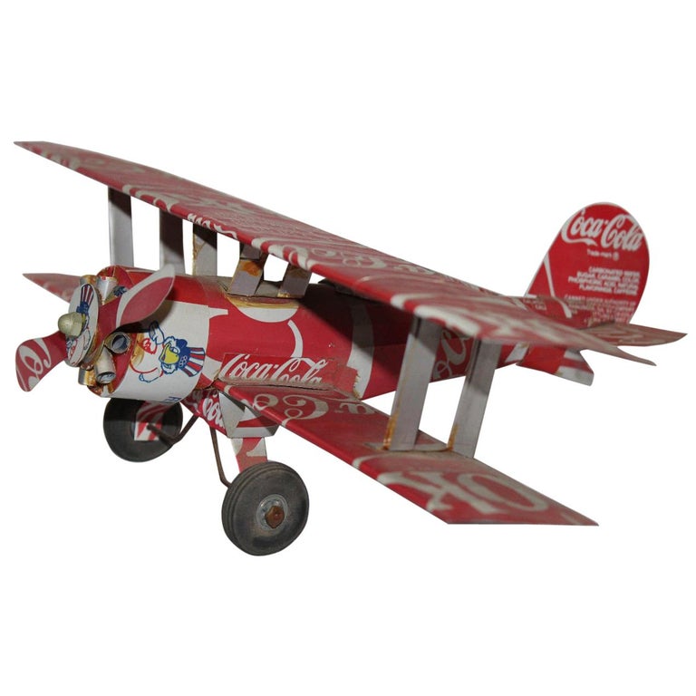 Coca-Cola Airplane Handmade Tin Biplane at 1stDibs