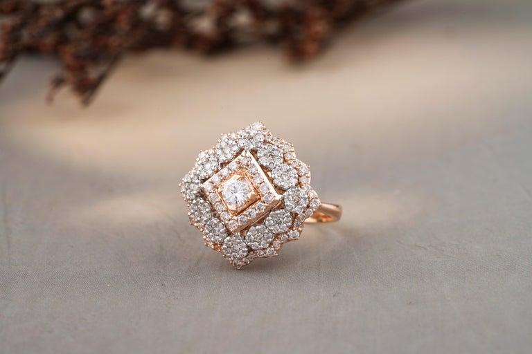 Customizable Cocktail Diamond Ring in 18k Solid Gold For Sale at 1stDibs