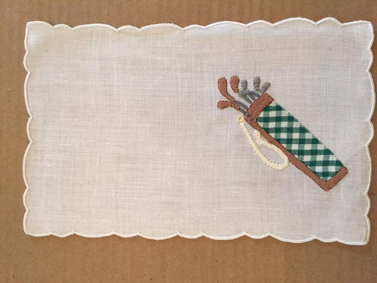 Cocktail Napkins Appliqued Golf Theme Set of Eight at 1stDibs | golf ...